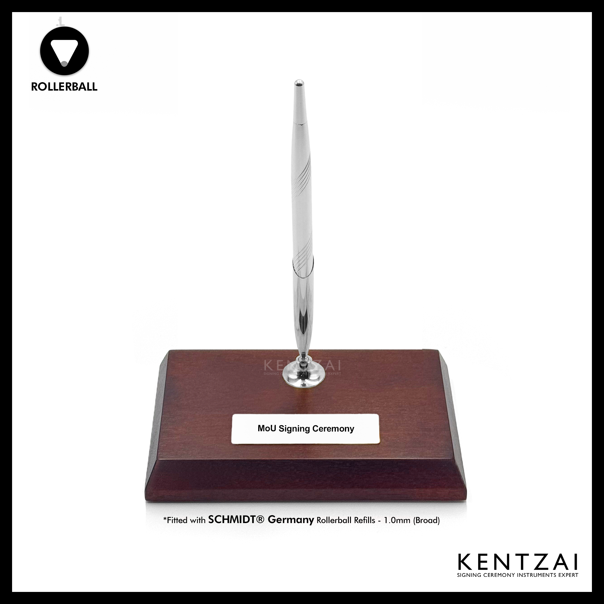 KENTZAI Desk Pen Stand - WOOD Brown NYATOH - SINGLE Rollerball Pen - F ...