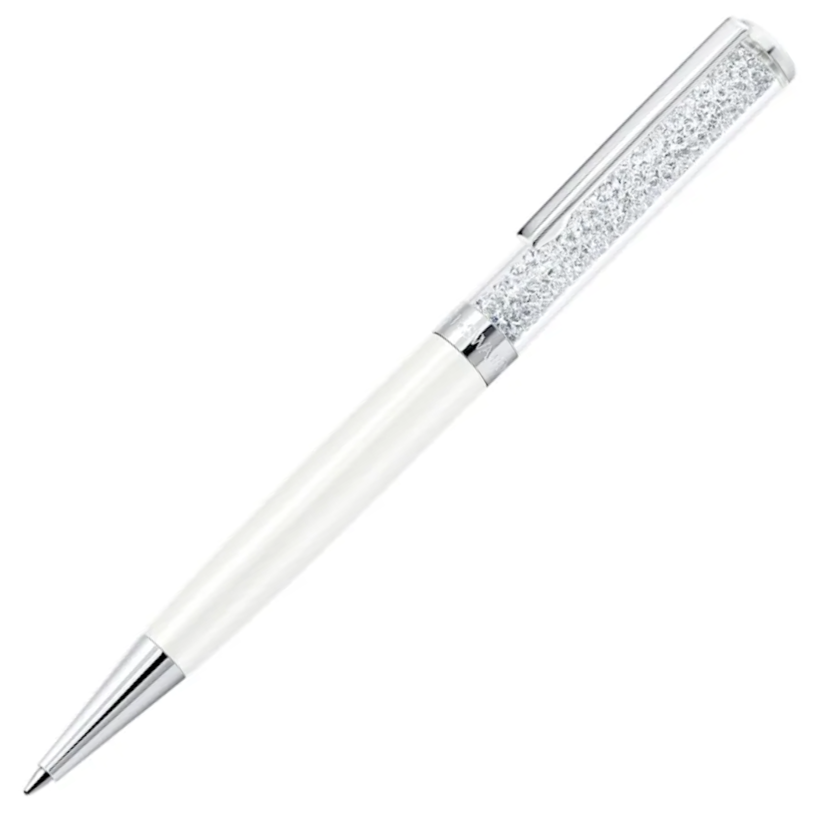 Swarovski Crystalline Ballpoint Pen - White Chrome Trim (with LASER En ...