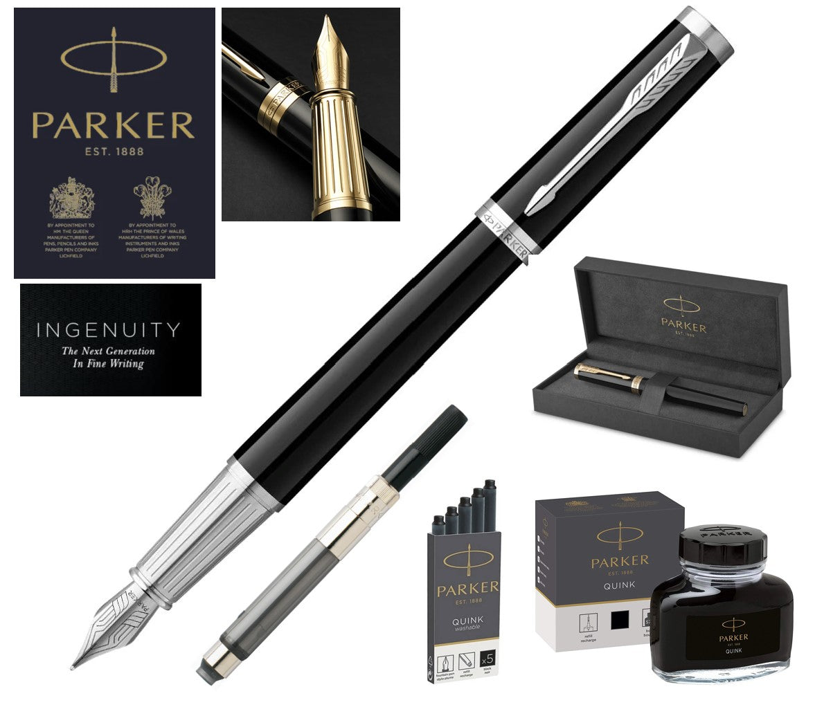 Parker Ingenuity Fountain Pen - Black Chrome Trim – KSGILLS.com