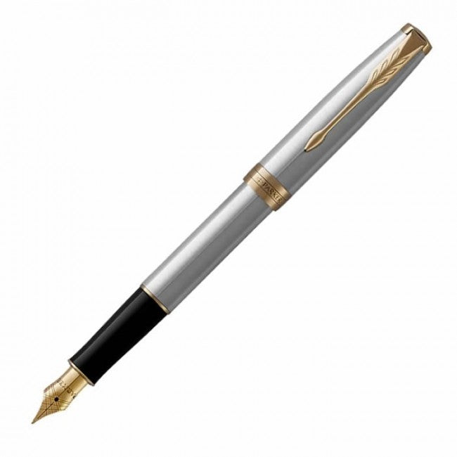 Parker Sonnet Essentials Fountain Pen (F) - Stainless Steel Gold Trim ...
